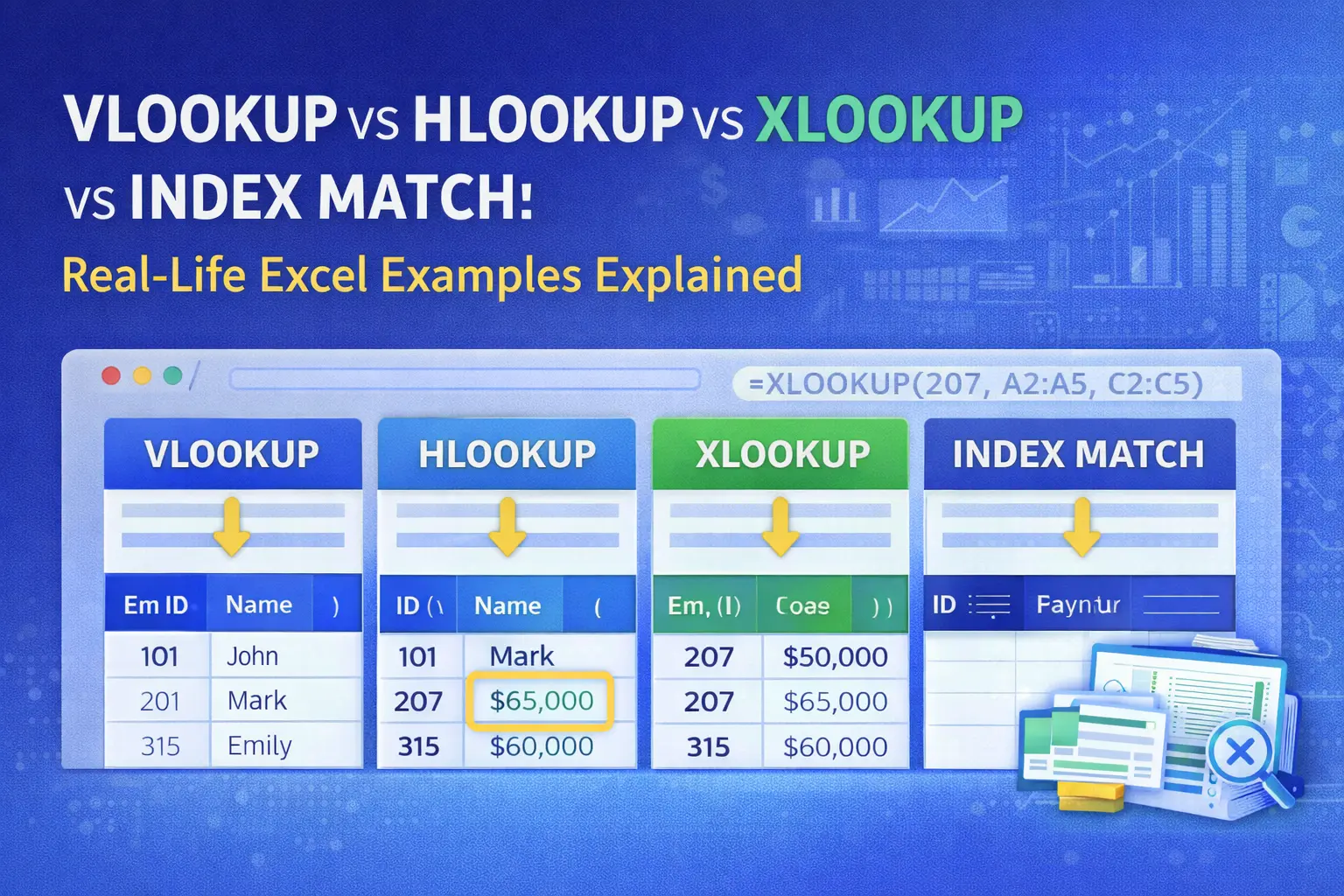 VLOOKUP vs XLOOKUP vs INDEX MATCH – Real Excel Examples